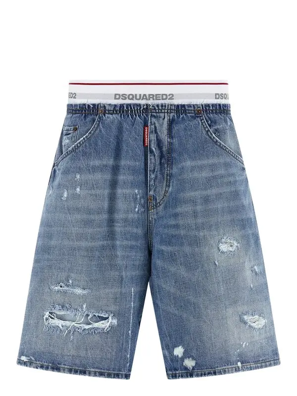 Dsquared2 Surfer" Bermuda Shorts With Distressed Details - Blue