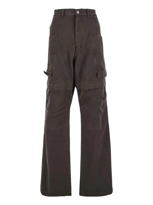 Rick Owens Stefan Brown Cotton Wide Leg Cargo Pants - Multicolor