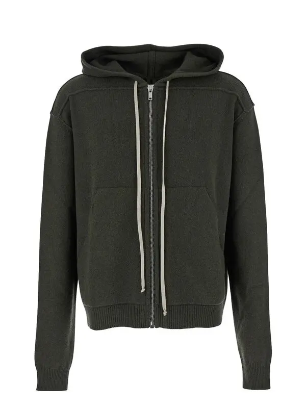 Rick Owens Cashmere And Wool Sweatshirt With Contrasting Drawstring Hood - Multicolor