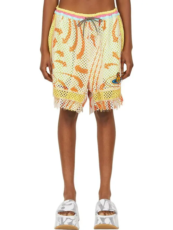 VIVIENNE WESTWOOD Boxing Shorts With Metallic Fringe Appliqu - Yellow