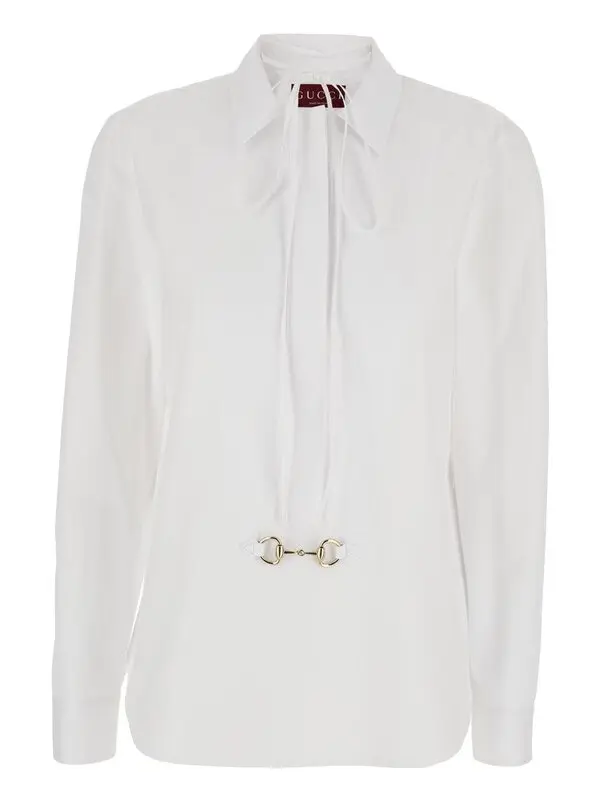 Gucci Cotton Shirt With Pointed Collar And Horsebit Detail - Multicolor