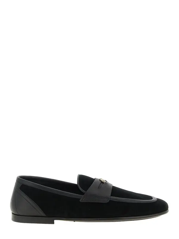 Dolce & Gabbana Ariosto' Calf Crust Slipper With Engraved Dg Logo - Black