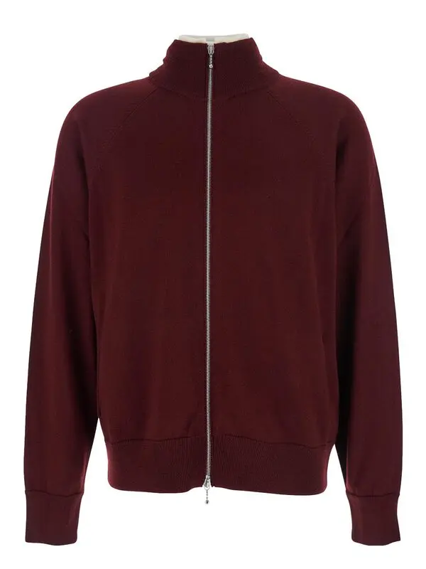 JIL SANDER High Neck Wool Cardigan With Zip Closure - Multicolor