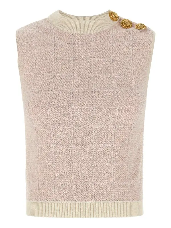 Balmain Testa Di Leone Tweed Knit Vest - Pink