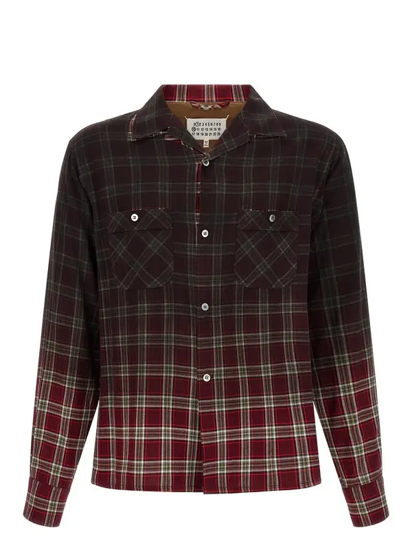 MAISON MARGIELA Check Shirt With Gradient Effect - Red