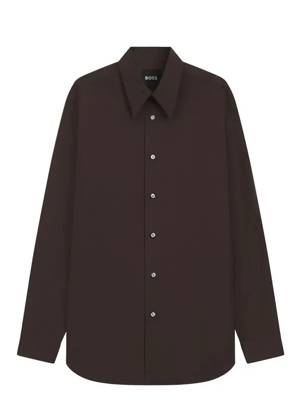 BOSS Merino Wool Shirt In Regular-fit - Dark Brown