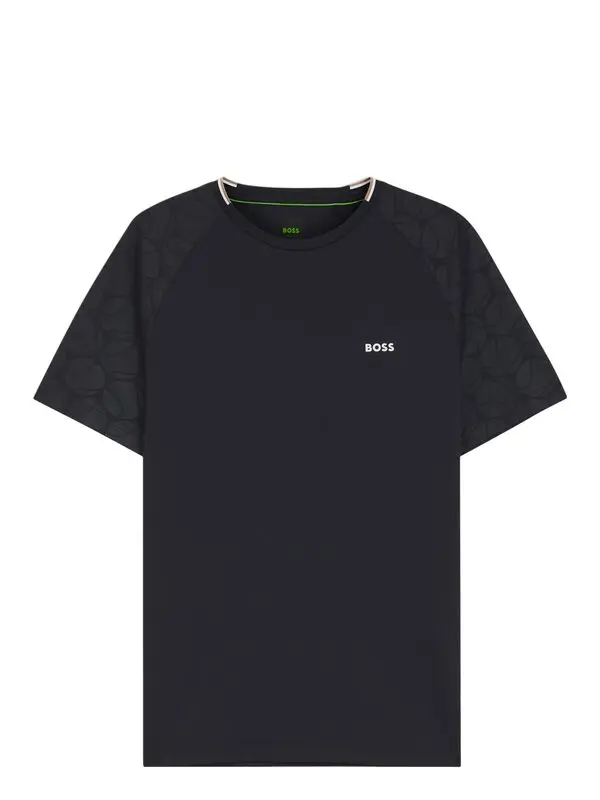 BOSS Active Moisture-wicking T-shirt With Tennis-ball Eming - Dark Blue