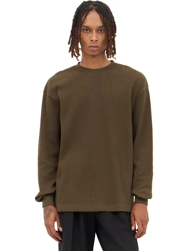 Burberry Cotton Waffle Knit Long Sleeve Top - Brown