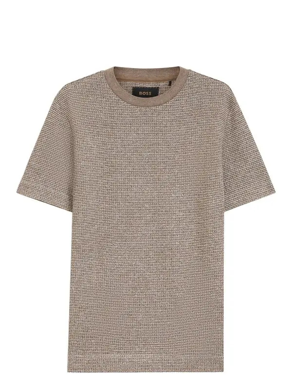 BOSS Mouliné T-shirt In Cotton - Light Beige