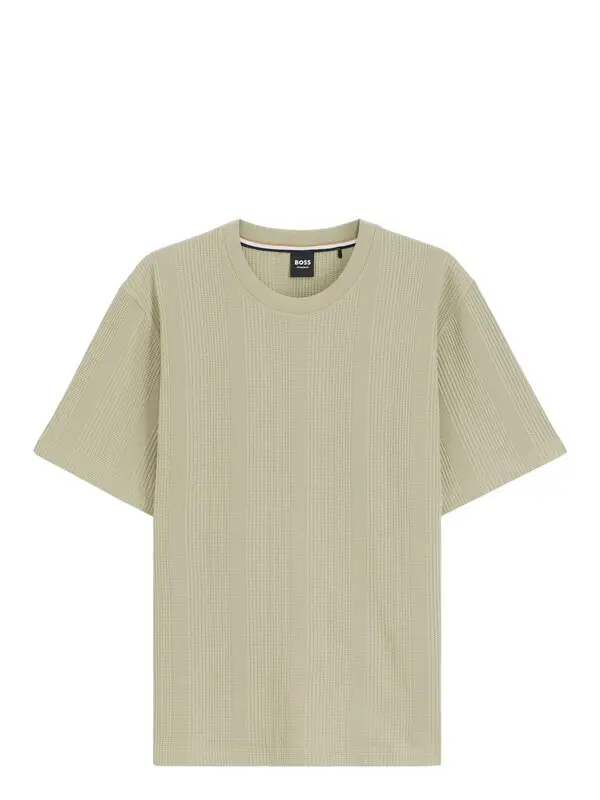 BOSS Cotton-blend T-shirt With Waffle Structure - Light Green