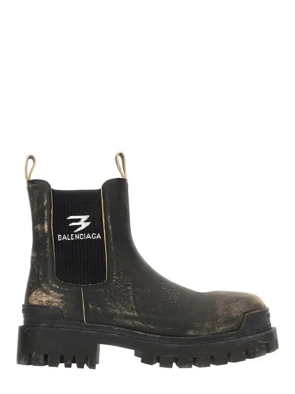 Balenciaga Black Leather Chelsea Boots - Multicolor