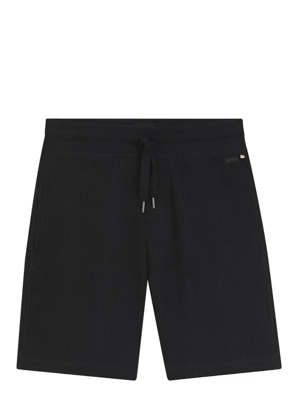 BOSS Cotton-blend Shorts With Waffle Texture - Black