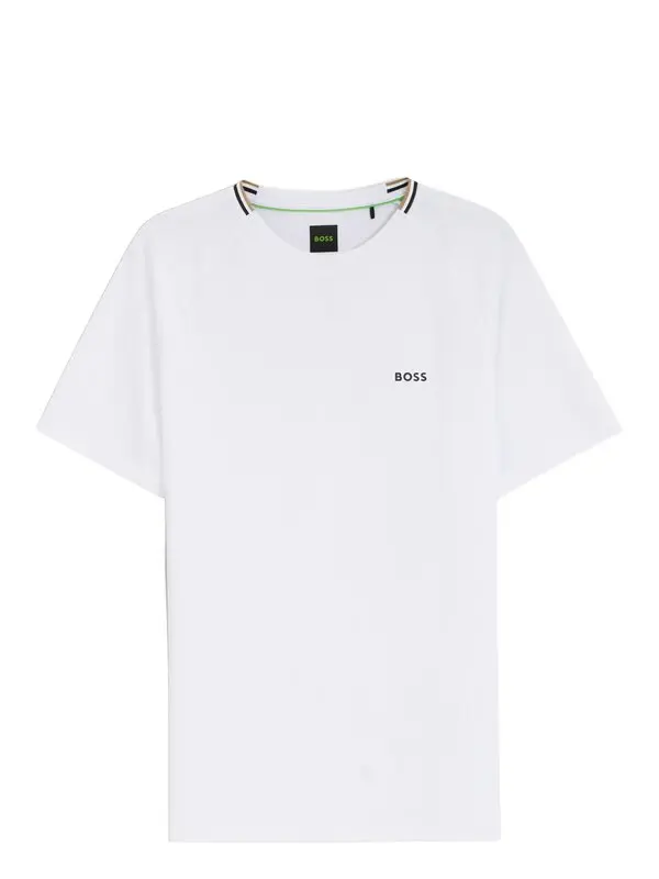 BOSS Active Moisture-wicking T-shirt With Tennis-ball Eming - White