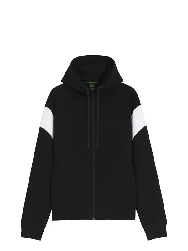 BOSS Regular-fit Zip-up Sweatshirt In Spacer Piqu - Black