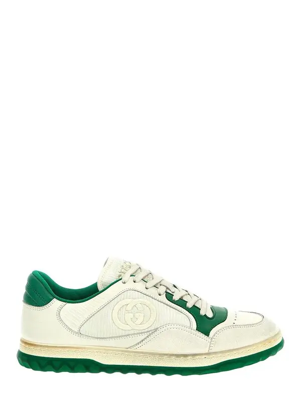 Gucci Mac80 Leather Sneakers With Gg Crossover Embroidery - White