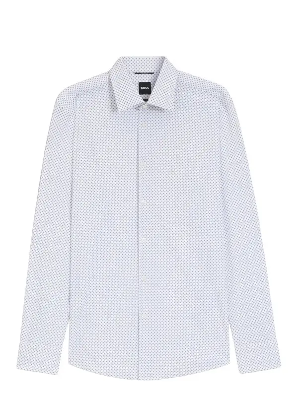 BOSS Slim-fit Shirt In Printed Performance Stretch Fabric - Light Blue