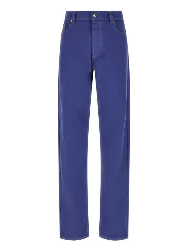 Versace Straight Leg Jeans With Medusa Detail - Blue