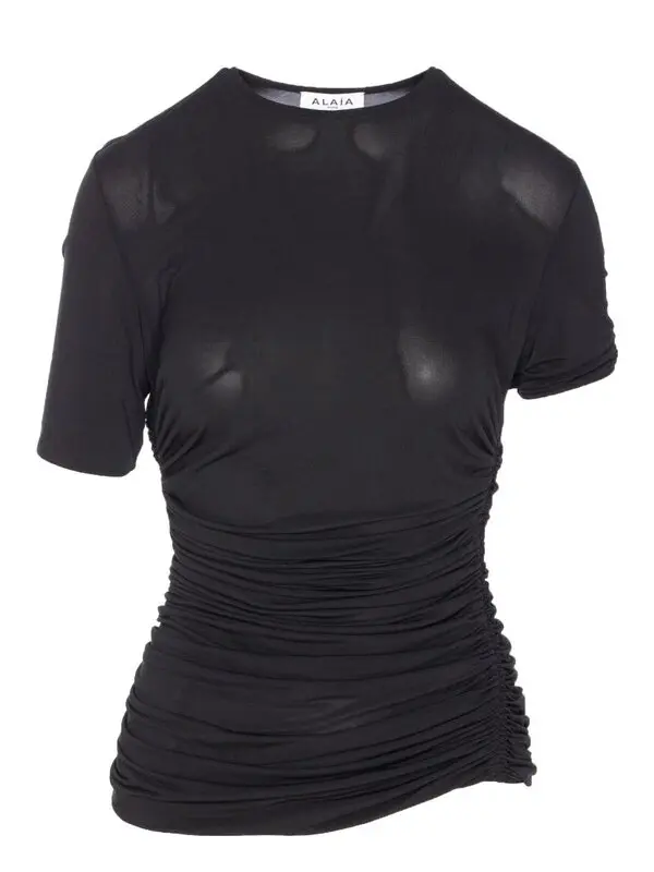 Alaïa Ruched Viscose Blend T-shirt - Black