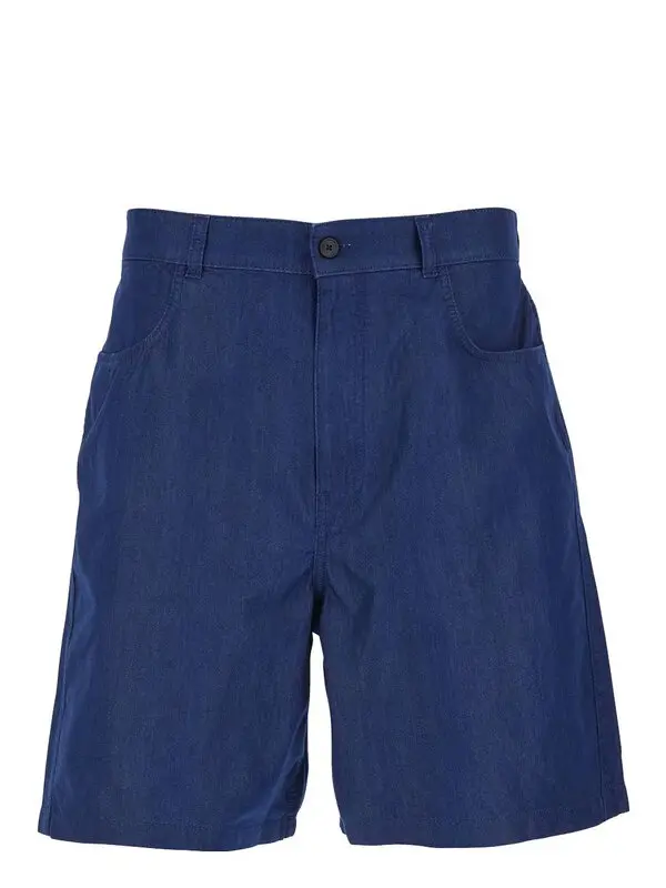 Givenchy Blue Cotton Blend Bermuda Shorts With Back Logo Print - Multicolor