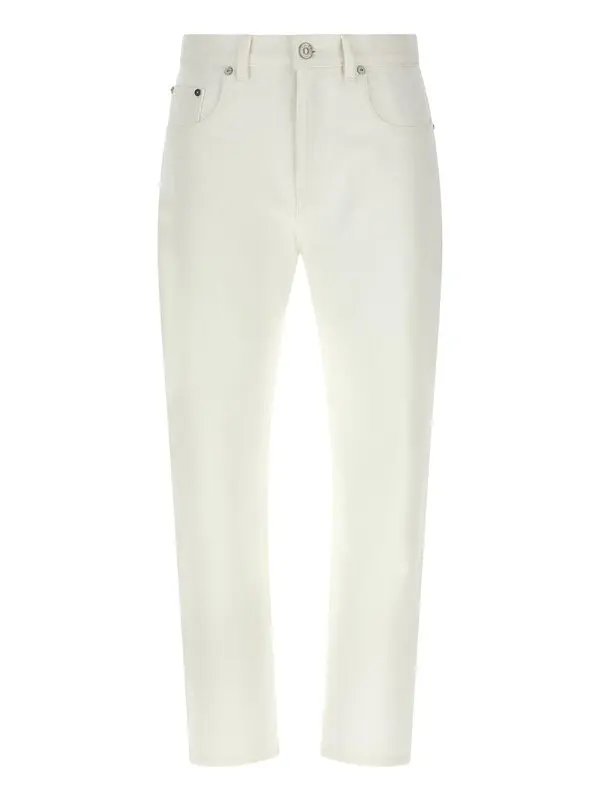 Victoria Beckham High Waist Straight Leg Crop Jeans - White