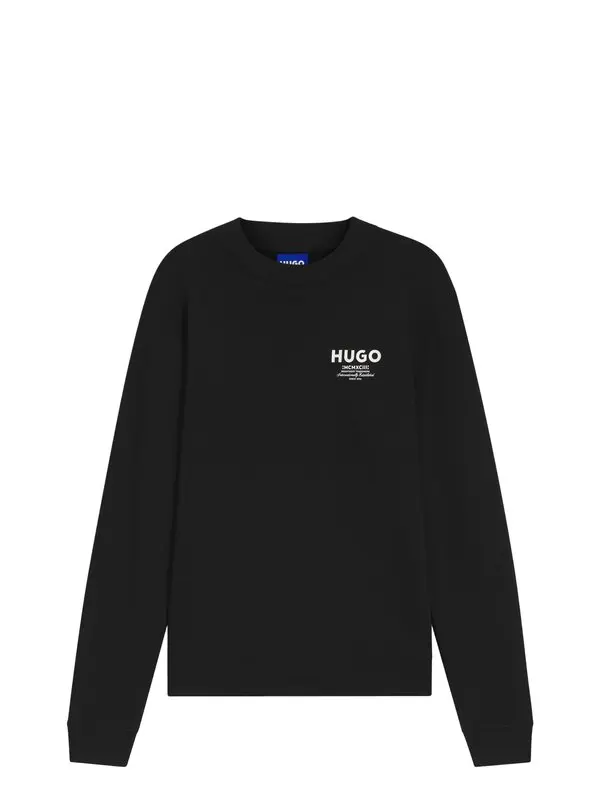 Hugo French Terry Cotton Sweatshirt With Logo Print - Black