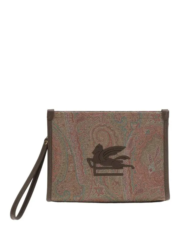 Etro Medium Pouch In Paisley Jacquard - Multicolor