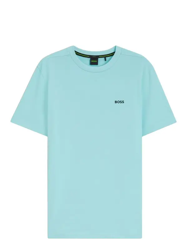 BOSS Stretch-cotton T-shirt With Logo Detail - Light Blue