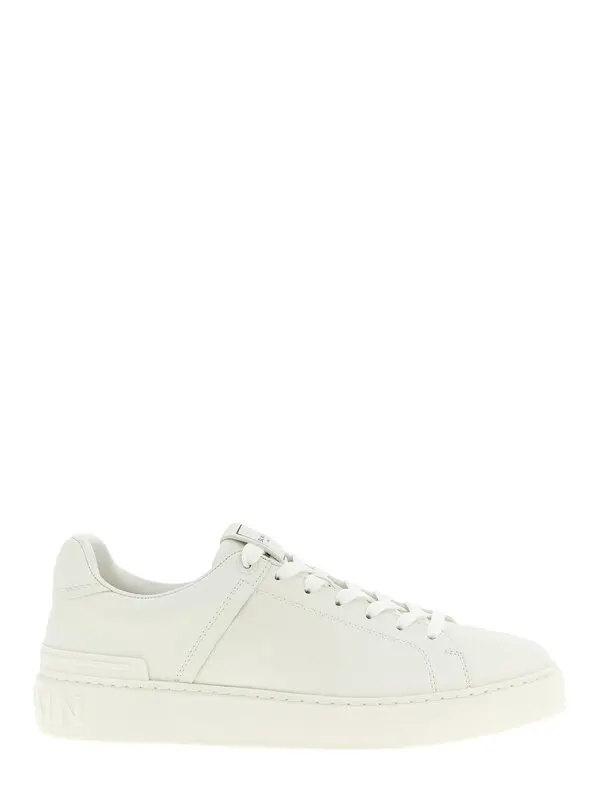 Balmain B-court Smooth Leather Sneakers - White