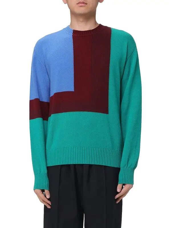 Loewe Geometric Color Block Crew Neck Sweater - Red