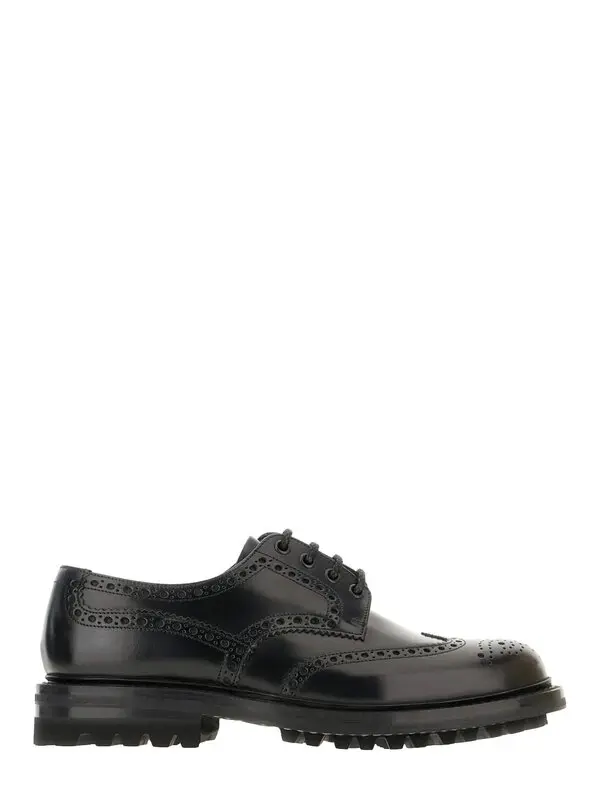 Church's Calf Leather Wing Tip Derby Shoes - Black