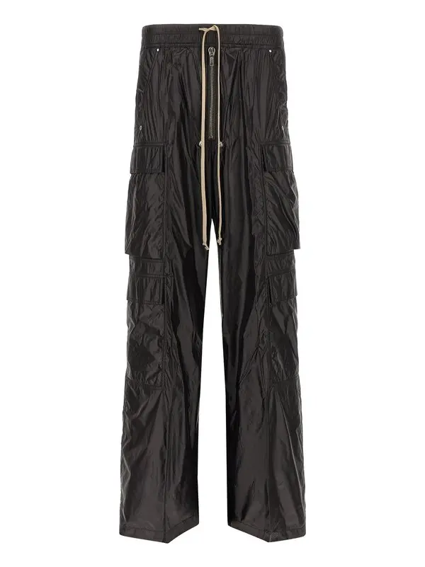 Rick Owens Shiny Nylon Cargo Pants - Black