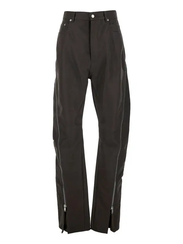 Rick Owens Bolan Banana Pants With Zip Details In Stretch Cotton - Brown