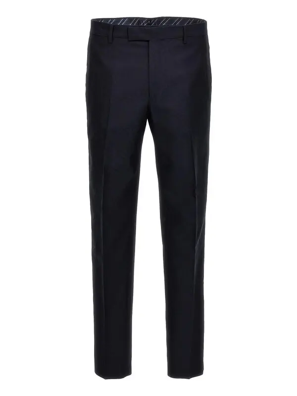 Etro Jacquard Cotton Wool Slim Fit Trousers - Blue