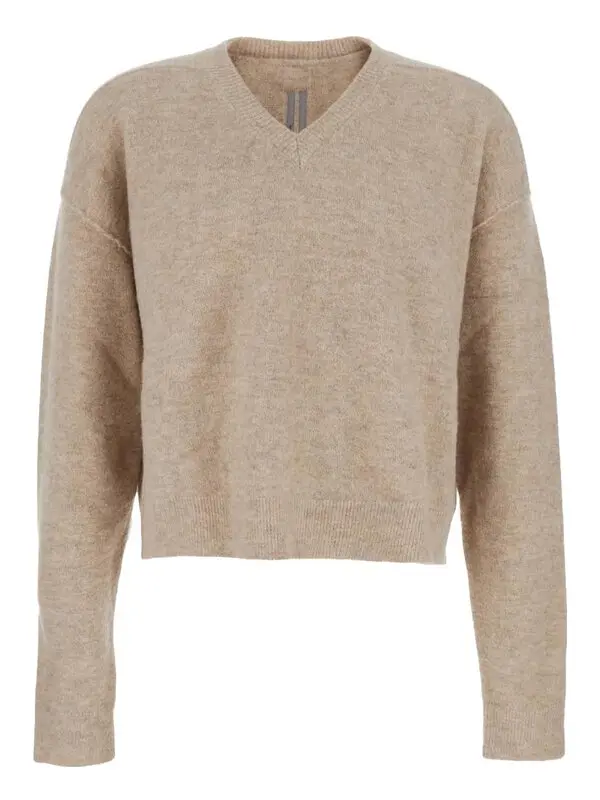 Rick Owens V-neck Wool Blend Cropped Sweater - Multicolor
