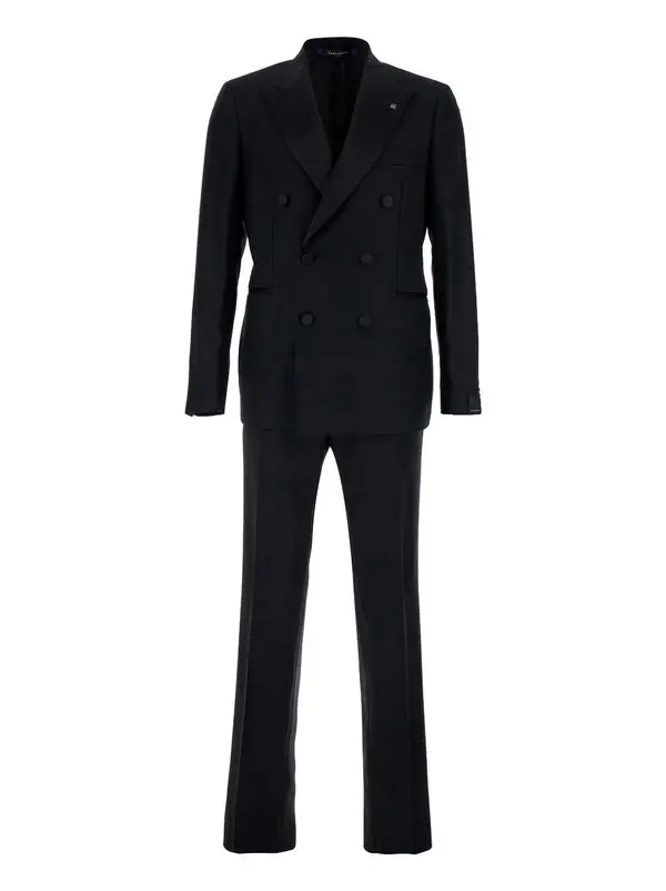 Tagliatore Double-breasted Suit With Peak Revers In Wool For - Multicolor