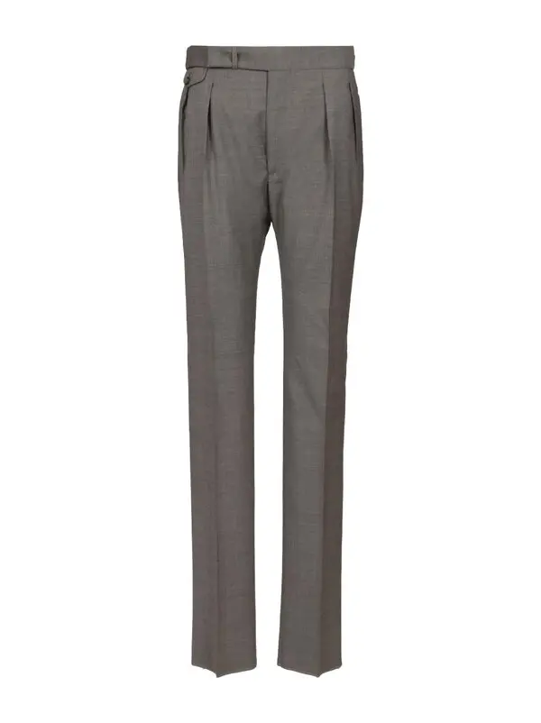 Tagliatore Wool Elastane Pinched Trousers With Pocket Detail And Belt Loop - Gray