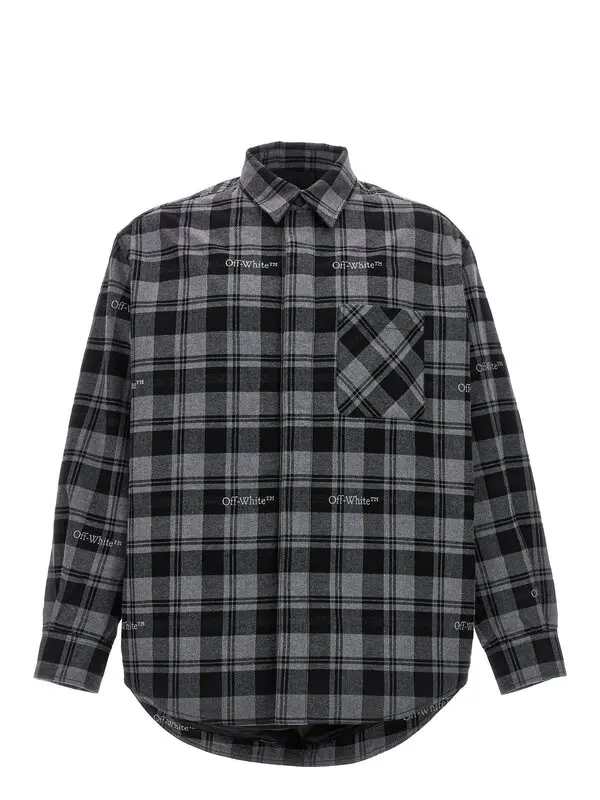 Off-White Check Flannel Padded' Jacket - Gray