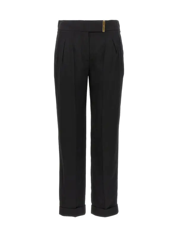 TOM FORD Metal Bar Detail Viscose Trousers - Black