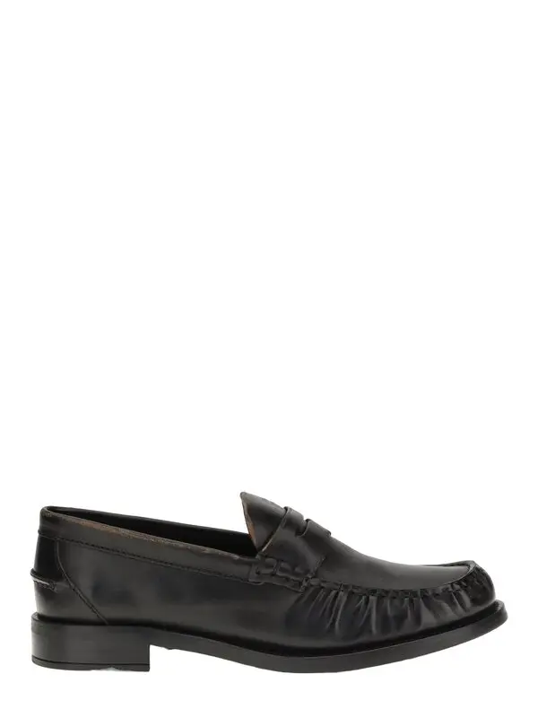 Prada Vintage Effect Leather Loafers - Black