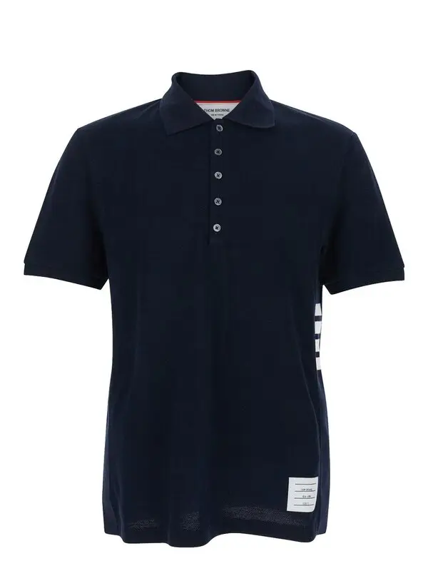 Thom Browne Blue Polo With Classic Collar And 4bar Logo On The Side In Cotton For - Multicolor