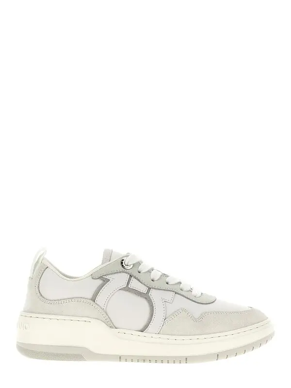 FERRAGAMO Dania Lace-up Leather Sneakers - White