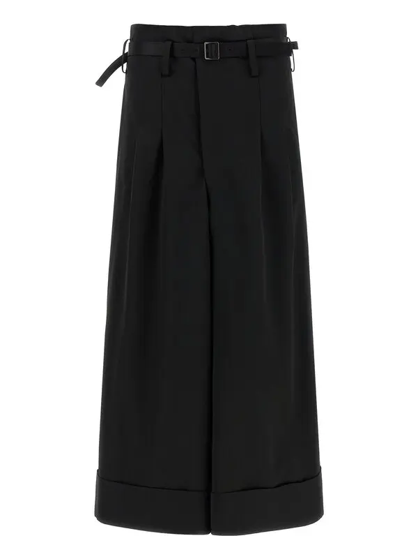 Junya Watanabe High Waist Wide Leg Cropped Pants - Black