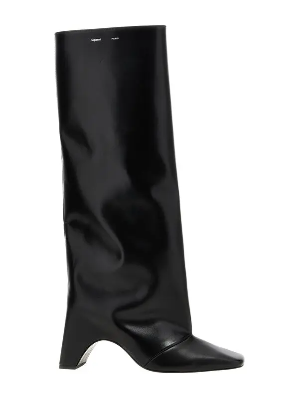 Coperni Bridge" Leather Boots With Embossed Logo And Elastic Insert - Black