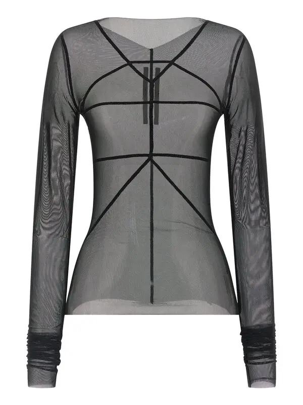 Rick Owens Temple Top Semi-transparent Tulle Sweater - Black