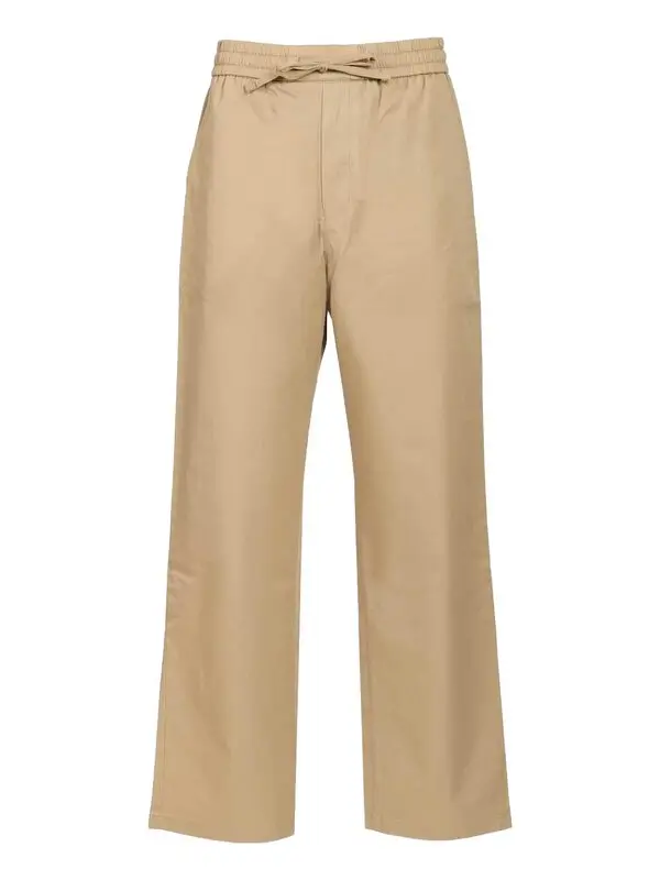 Ami Cotton Gabardine Trousers With Elasticated Waist - Cream