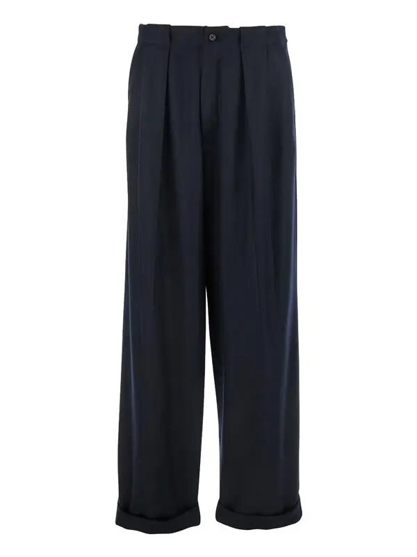 Dolce & Gabbana Wool Trousers With Belt Loops And Cuffed Hem - Multicolor