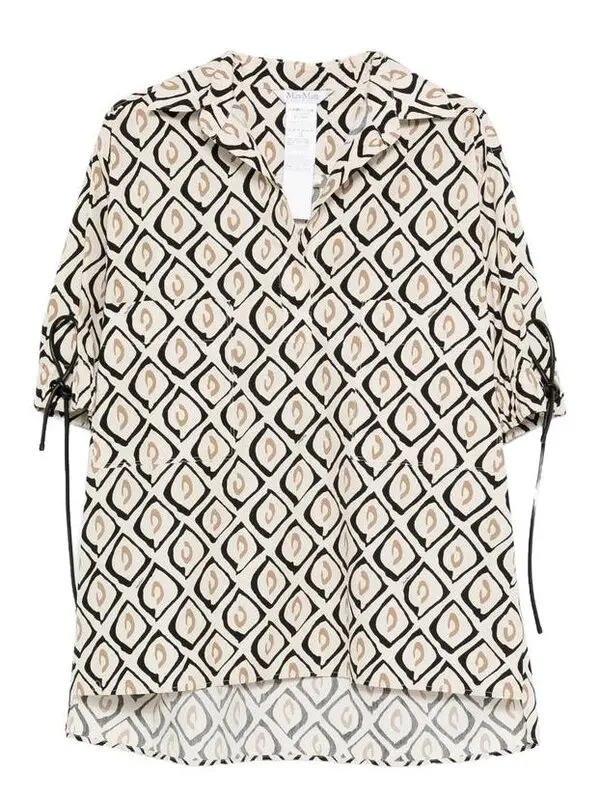 Max Mara Geometric Print Cotton Blouse - Cream