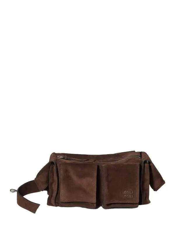 Miu Miu Suede Satchel With Adjustable Shoulder Strap - Brown