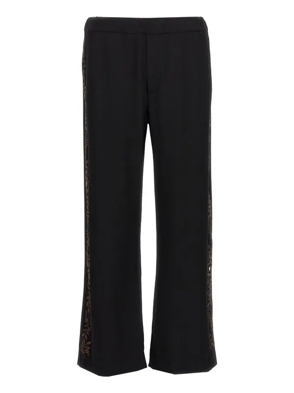 WALES BONNER Cairo Wool Trousers With Embroidered Side Detail - Black