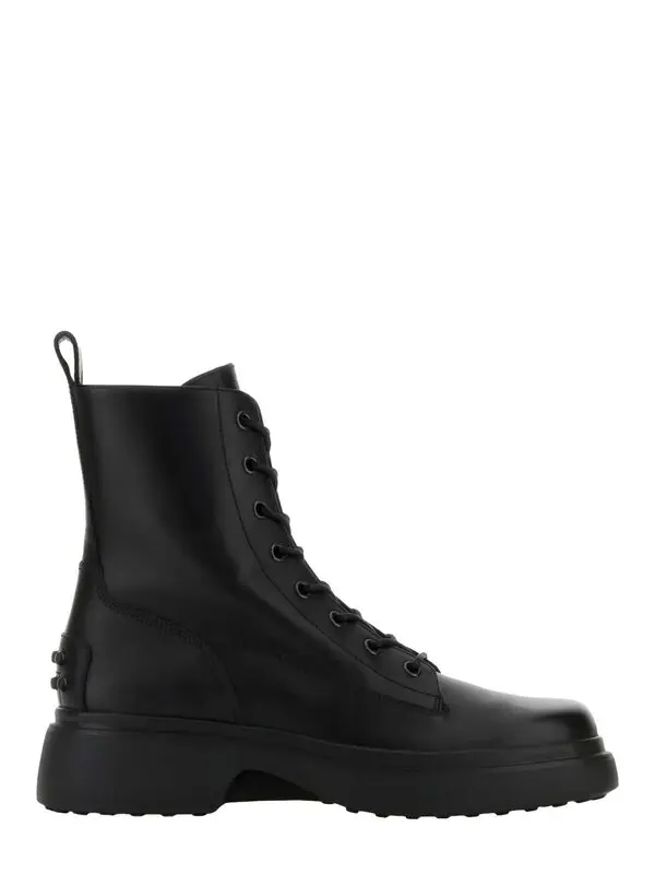 TOD'S Leather Platform Combat Boots - Black